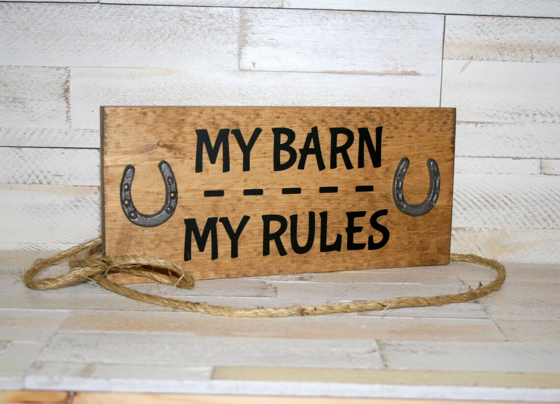 Rustic MY BARN RULES Wood Sign Western Horseshoe Barn - Etsy