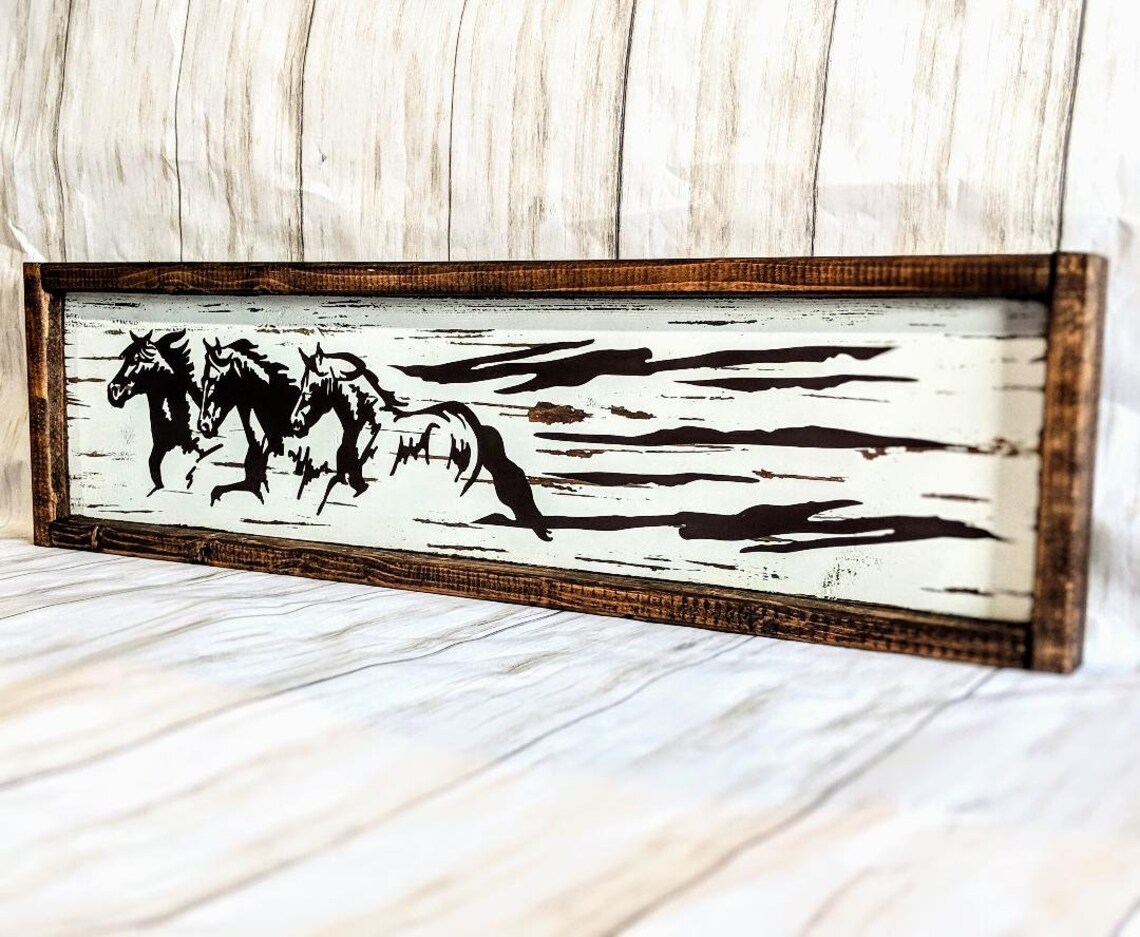 Rustic Running Horse Sign Western Ranch Equine Decor Barn | Etsy