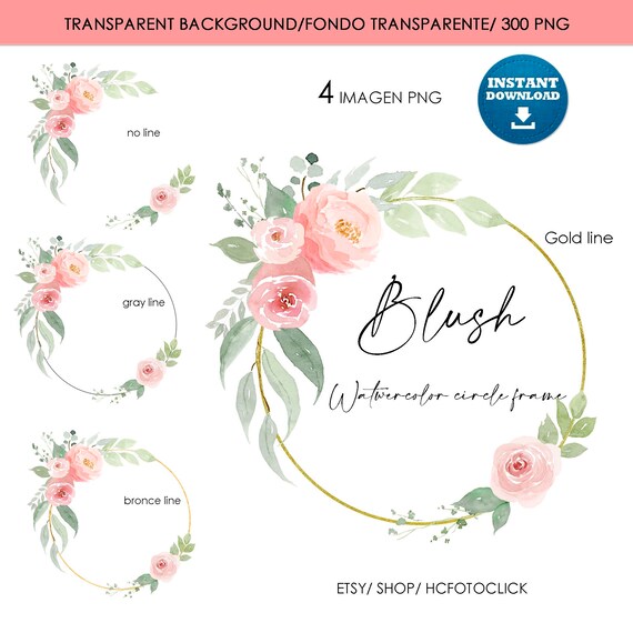 Circulo Acuarela Blush Frame Rosa Palo Transparent | Etsy
