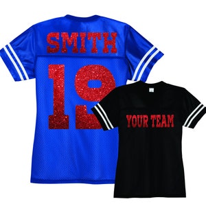 Your Team Custom Football Jersey, Personalized Glitter Spirit Wear ...