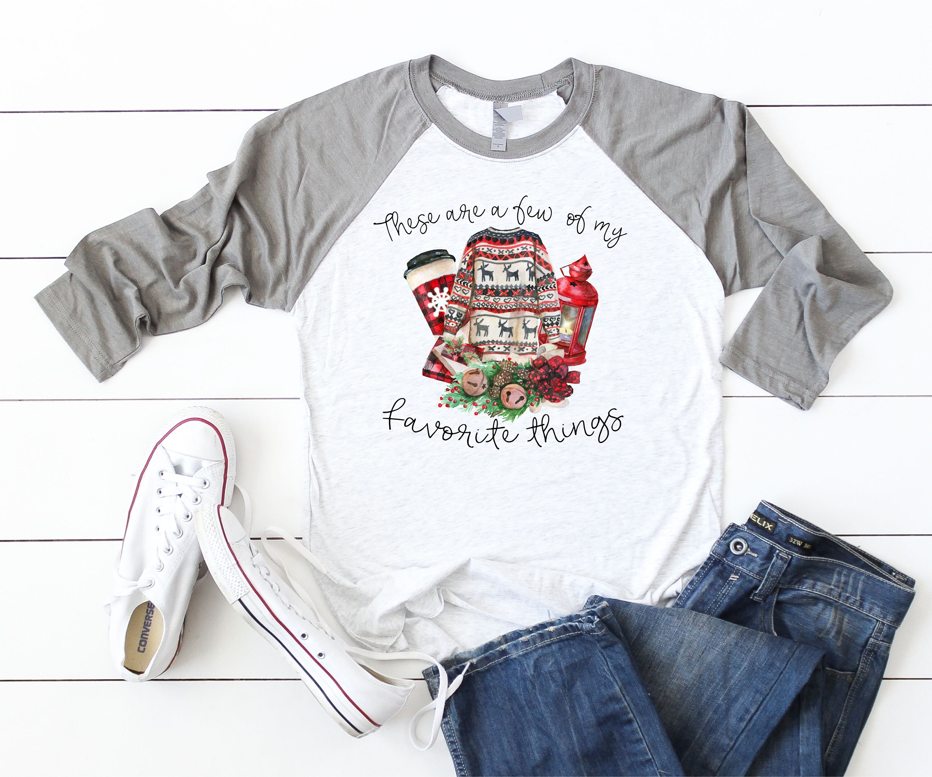 These Are a Few of My Favorite Things Shirt, Christmas Raglan Shirt ...