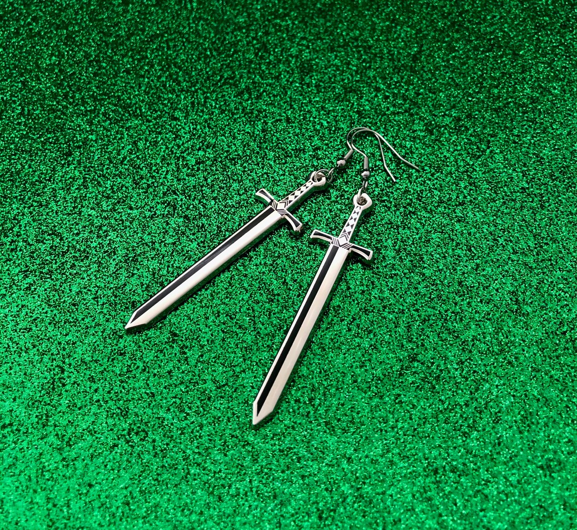 Silver Sword Earrings Sword Jewelry Gothic Jewelry Grunge - Etsy