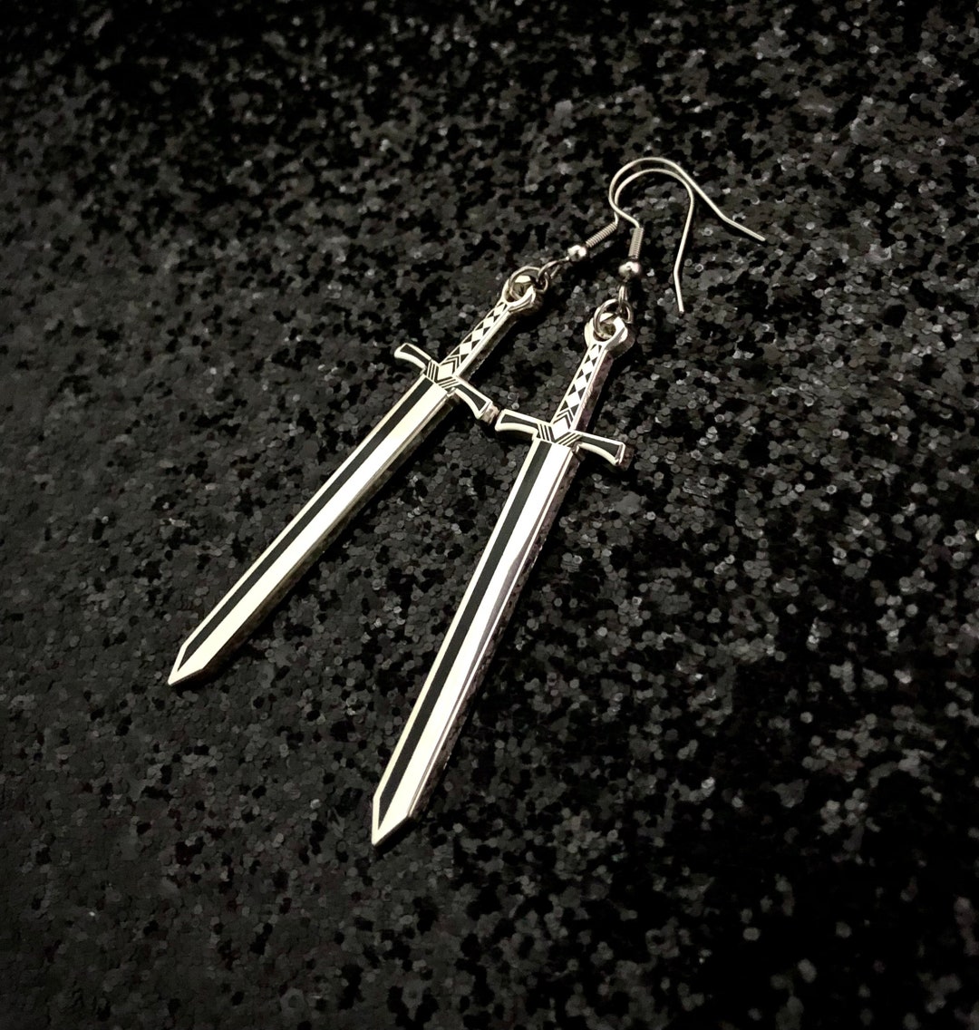 Silver Sword Earrings, Sword Jewelry, Gothic Jewelry, Grunge Earrings ...