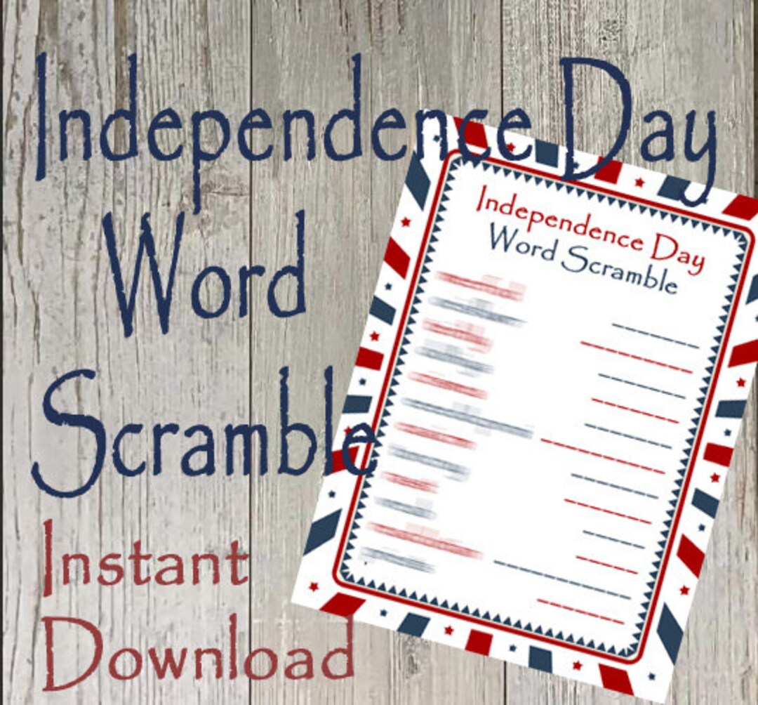 4th of July Word Scramble; Independence Day Word Scramble; July 4 Party ...