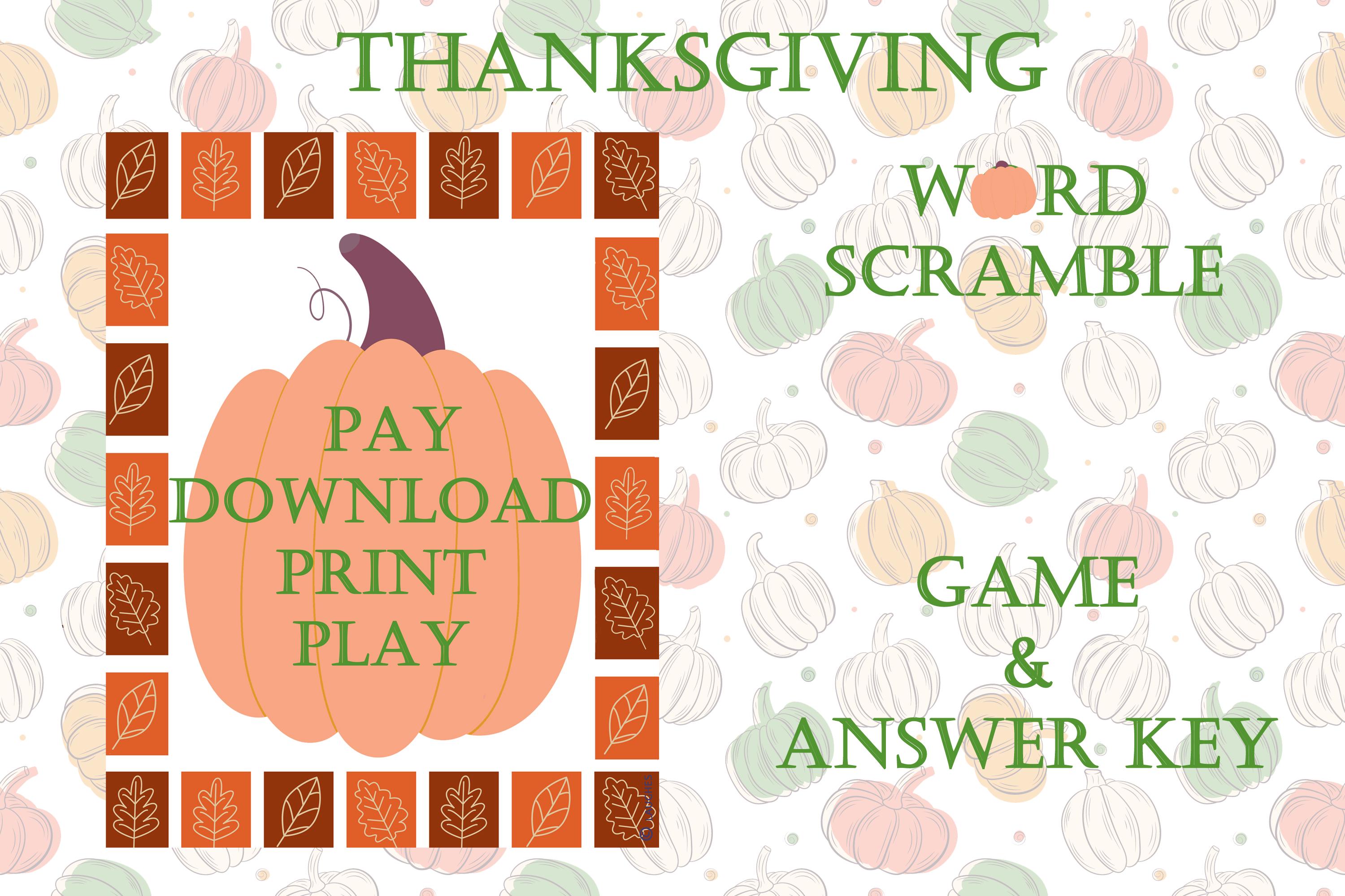Thanksgiving Word Scramble Game; Fall Word Scramble; Autumn Word ...