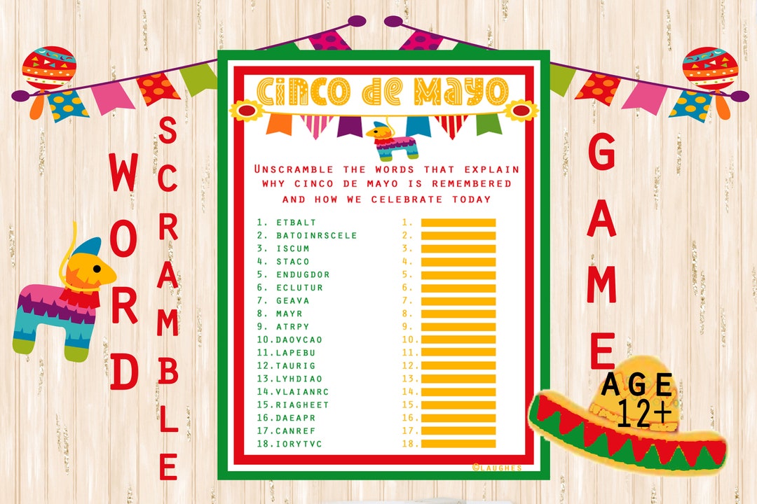Cinco De Mayo Word Scramble; Cinco De Mayo Game; Mexican History; Cinco ...