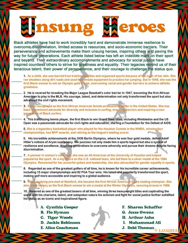 Black History Who Am I Athletes; Black History Month; Black Heroes ...