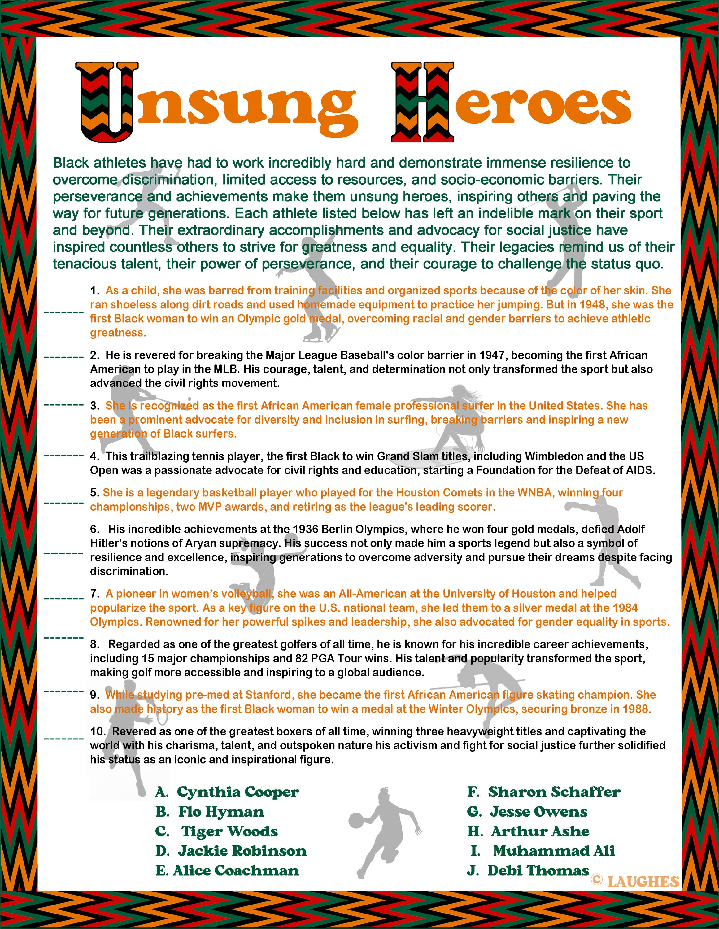 Black History Who Am I Athletes; Black History Month; Black Heroes ...