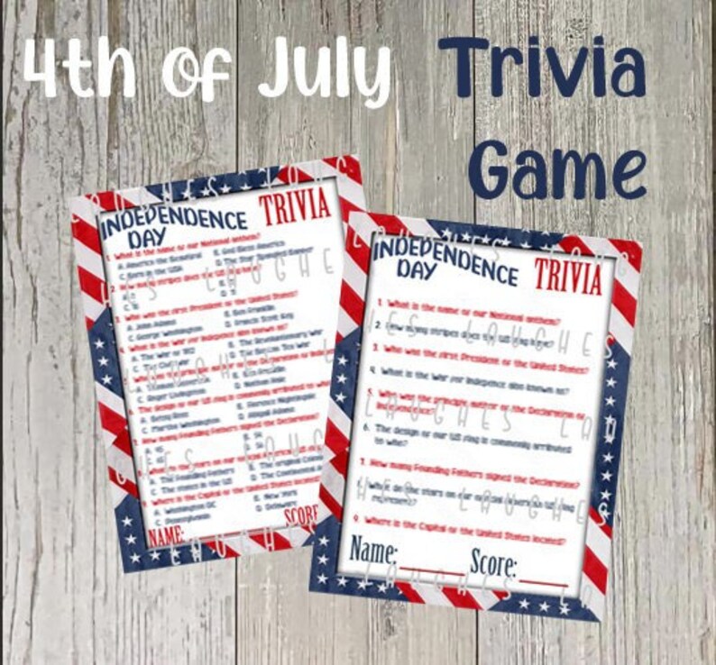 4th of July Independence Day Trivia Party Game Kids Patriotic USA ...