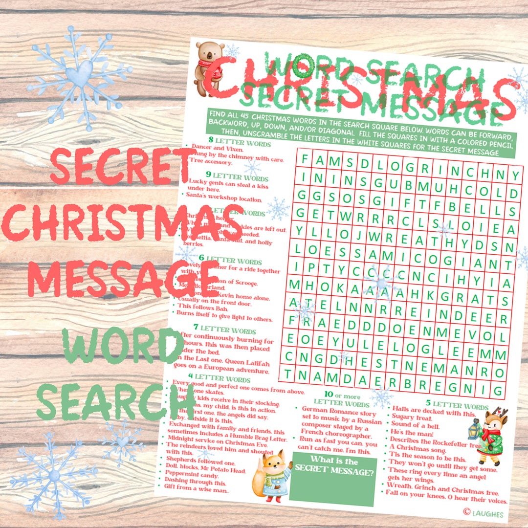Christmas Word Search Puzzle; Christmas Secret Message; Christmas Party ...
