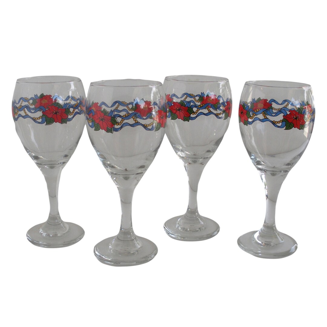NEW Elegant Floral Goblets - Christmas Poinsettia Goblets - Elegant ...