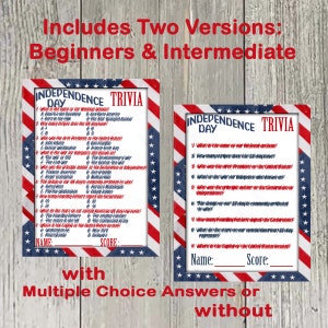 4th of July Independence Day Trivia Party Game Kids Patriotic USA ...