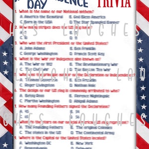 4th of July Independence Day Trivia Party Game Kids Patriotic USA ...