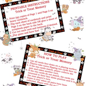 Halloween Memory - Matching Printable Game - Halloween Party Favor ...