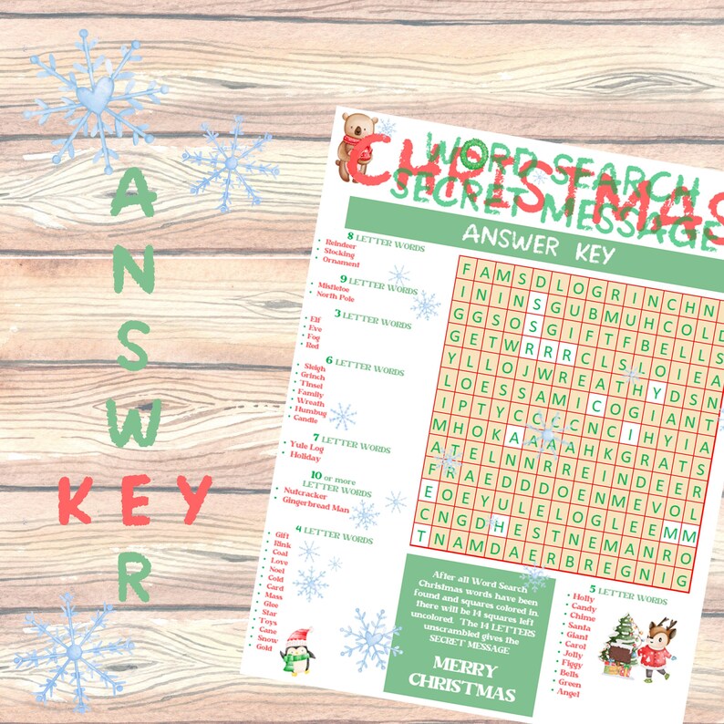 Christmas Word Search Puzzle; Christmas Secret Message; Christmas Party ...