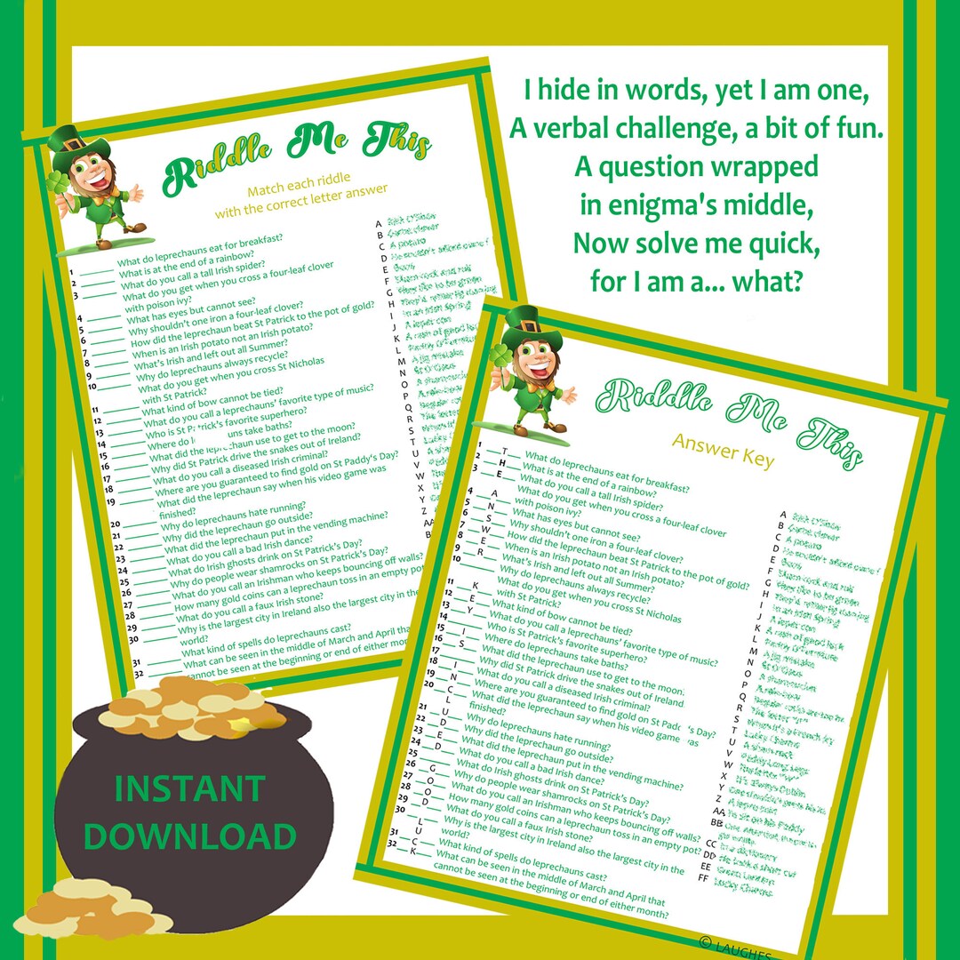 St Patrick's Day Riddles - St Patrick's Day Game for Adults - St ...