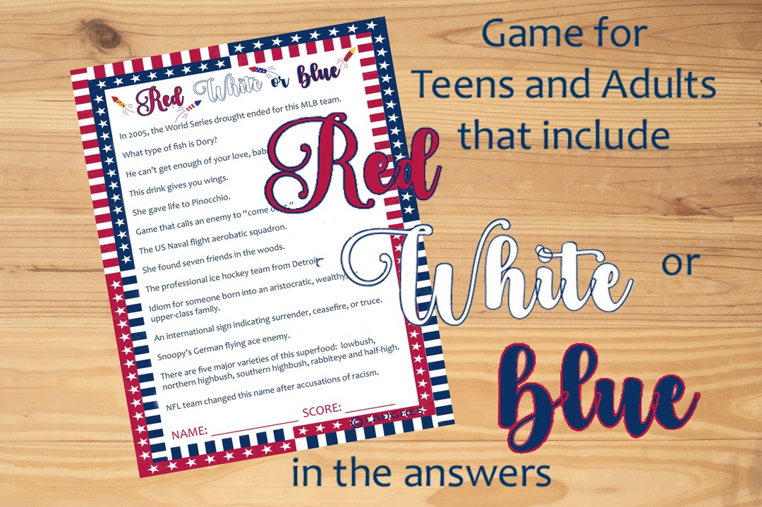 4th of July Red White or Blue; Independence Day Game; Presidents Day ...
