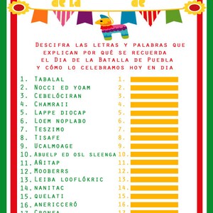 ROMPECABEZAS De Palabras El Día De La Batalla De Puebla; Juego Del Día ...