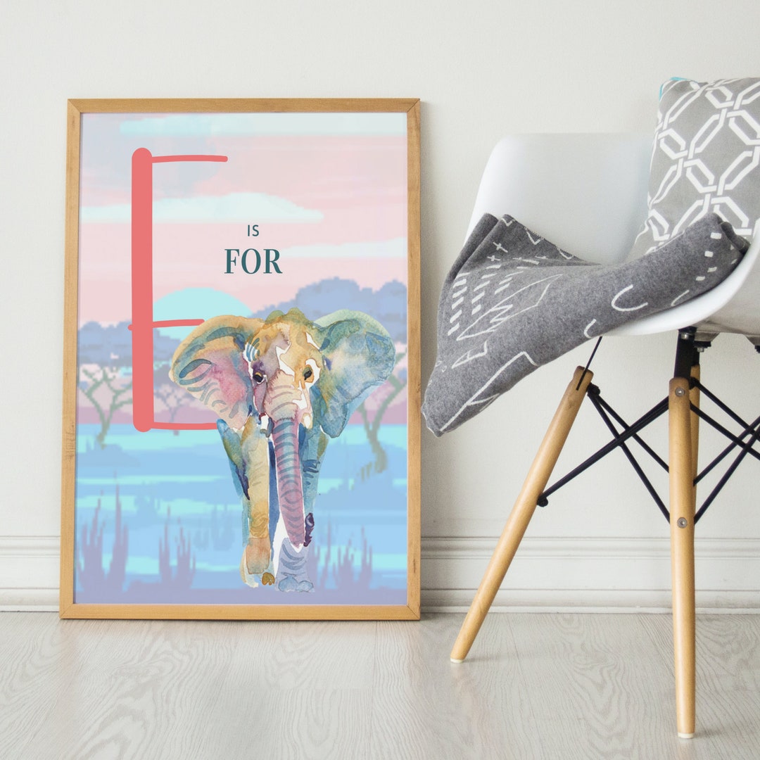 Instant Download Printable Elephant Nursery Wall Decor E is for ...