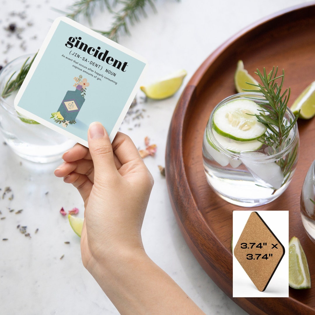 The Gincident Cork Back Gin Coaster Gin Beverage Coaster for Gin Lovers ...