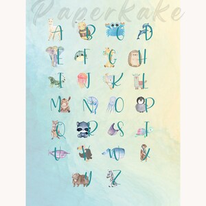 Gender Neutral Yellow Green ALPHABET Enhanced Matte Poster School ...
