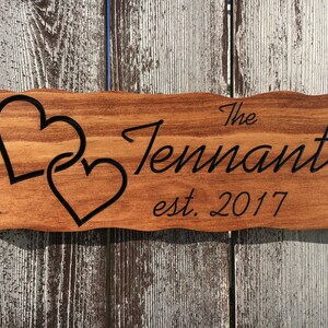 Wedding Gift Sign Est Date Family Sign Anniversary Gift Carved Wooden ...