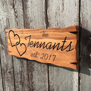 Wedding Gift Sign Est Date Family Sign Anniversary Gift Carved Wooden ...