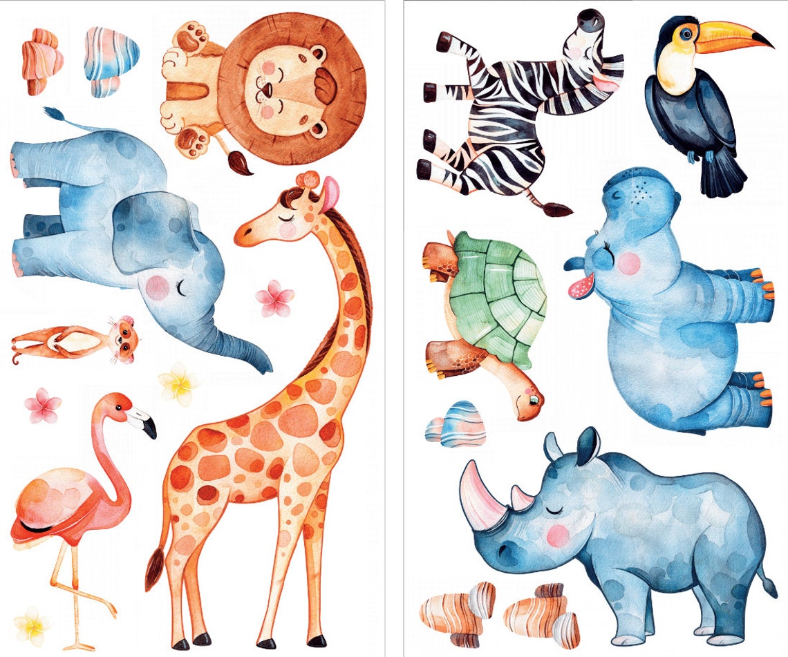 Zoo Animals Decal Set Removable Wall Decal/sticker Set - Etsy