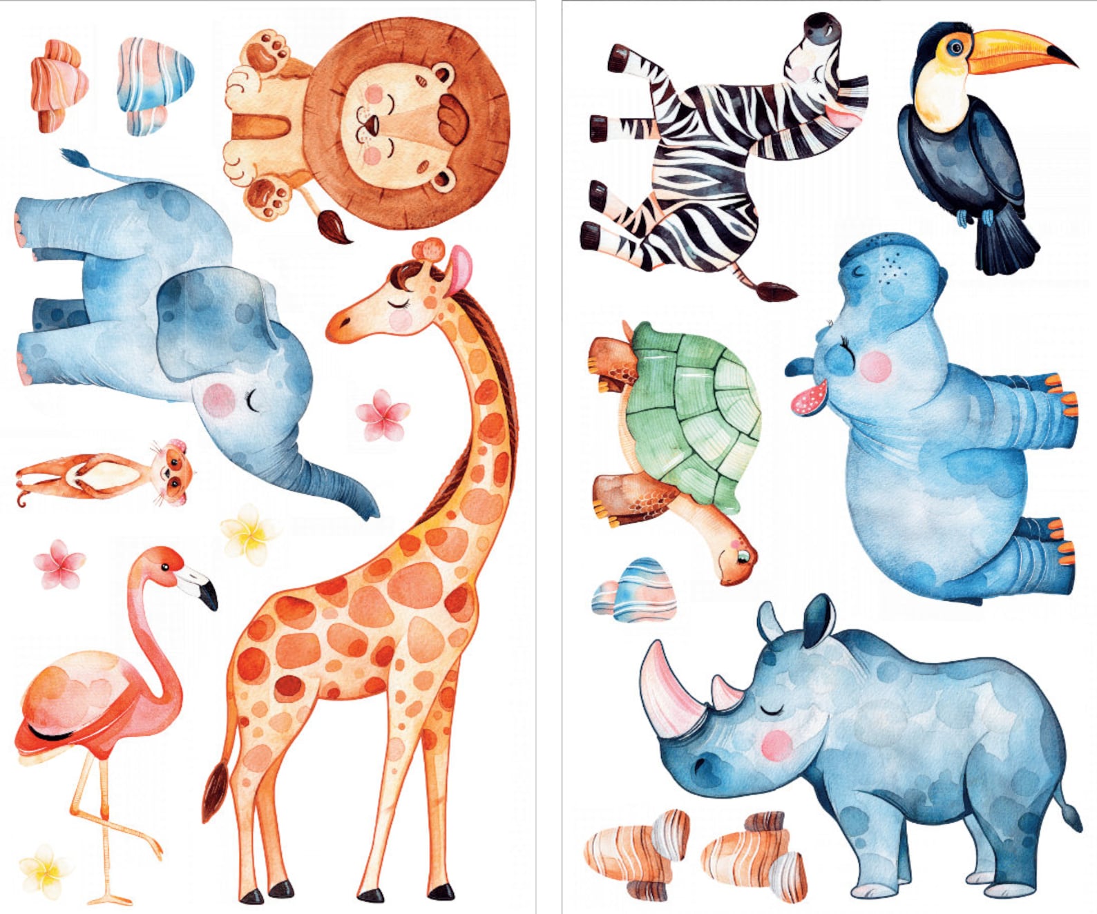 Zoo Animals Decal Set Removable Wall Decal/sticker Set - Etsy