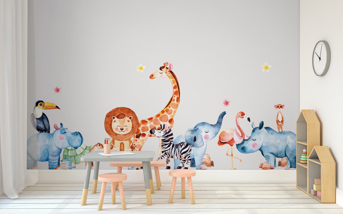Zoo Animals Decal Set Removable Wall Decal/sticker Set - Etsy