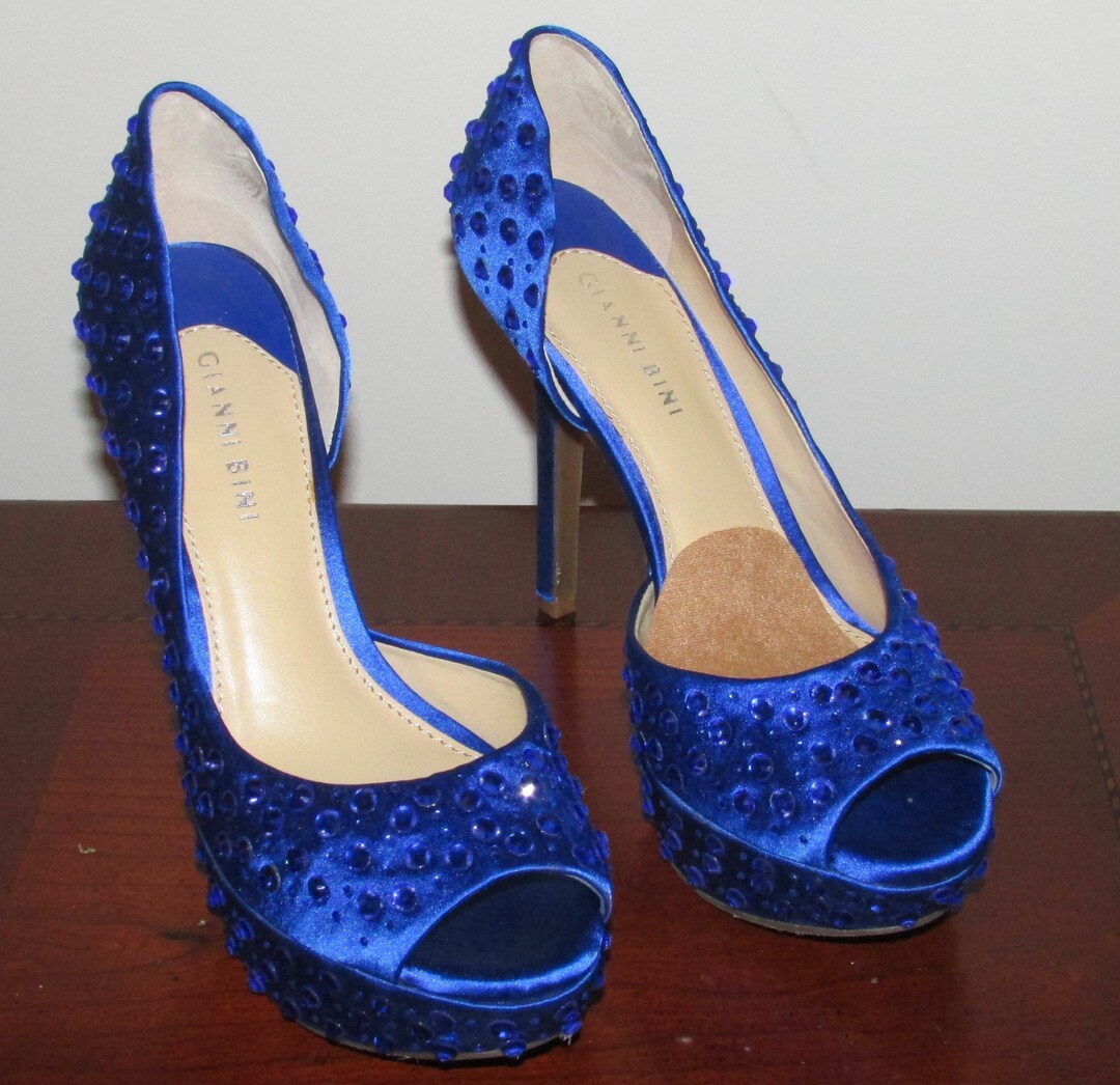 GIANNI BINI Deep Blue Rhinestone Heels-8.5 - Etsy