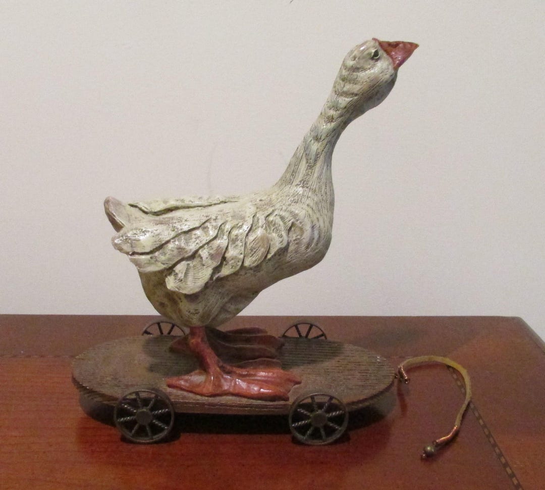American Chestnut Goose Statue Folk Art Style Primitive Goose Hannah ...