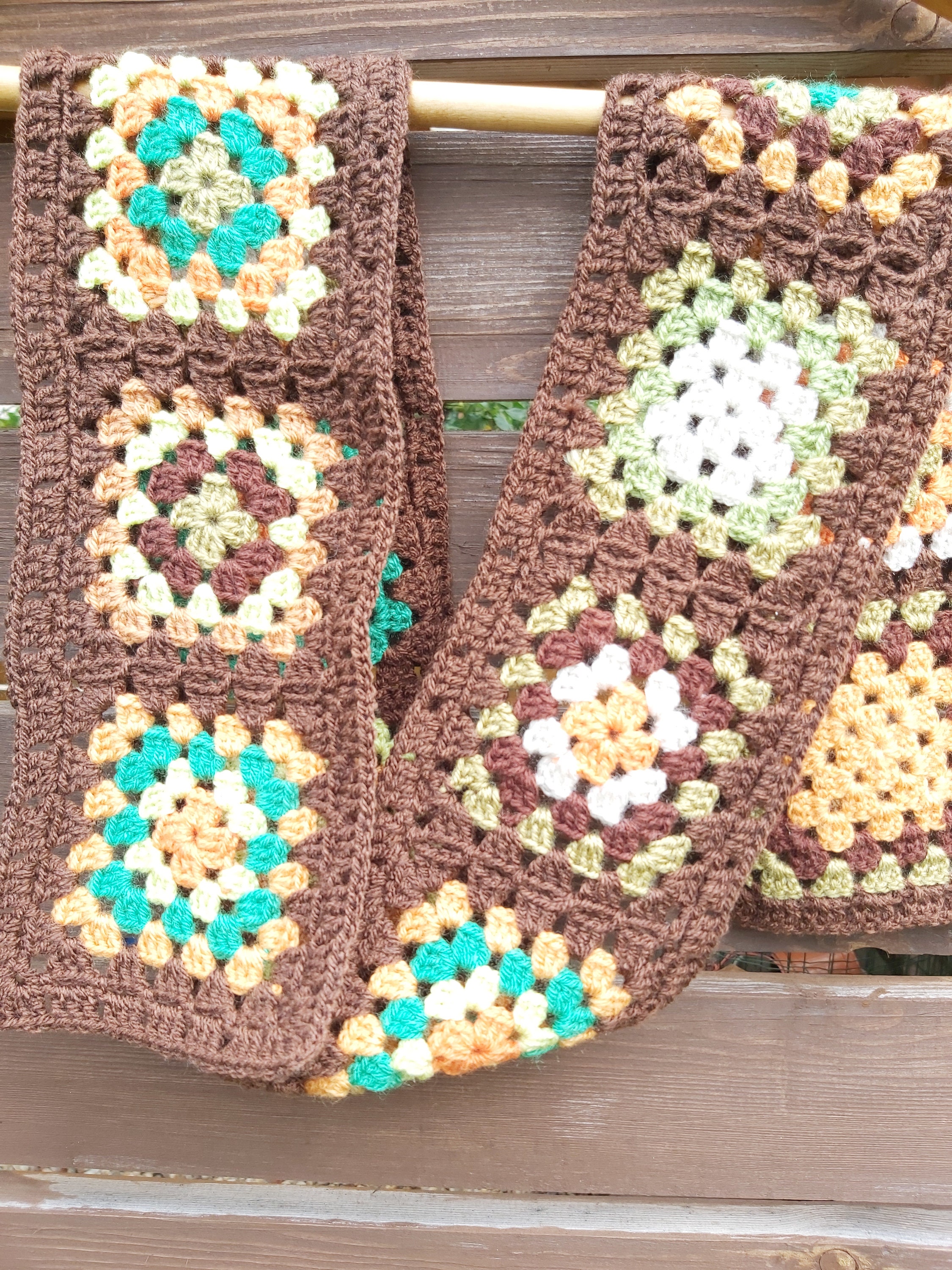 Crochet Scarf Granny Squares Afghan Scarf Handmade Scarf Granny Squares ...