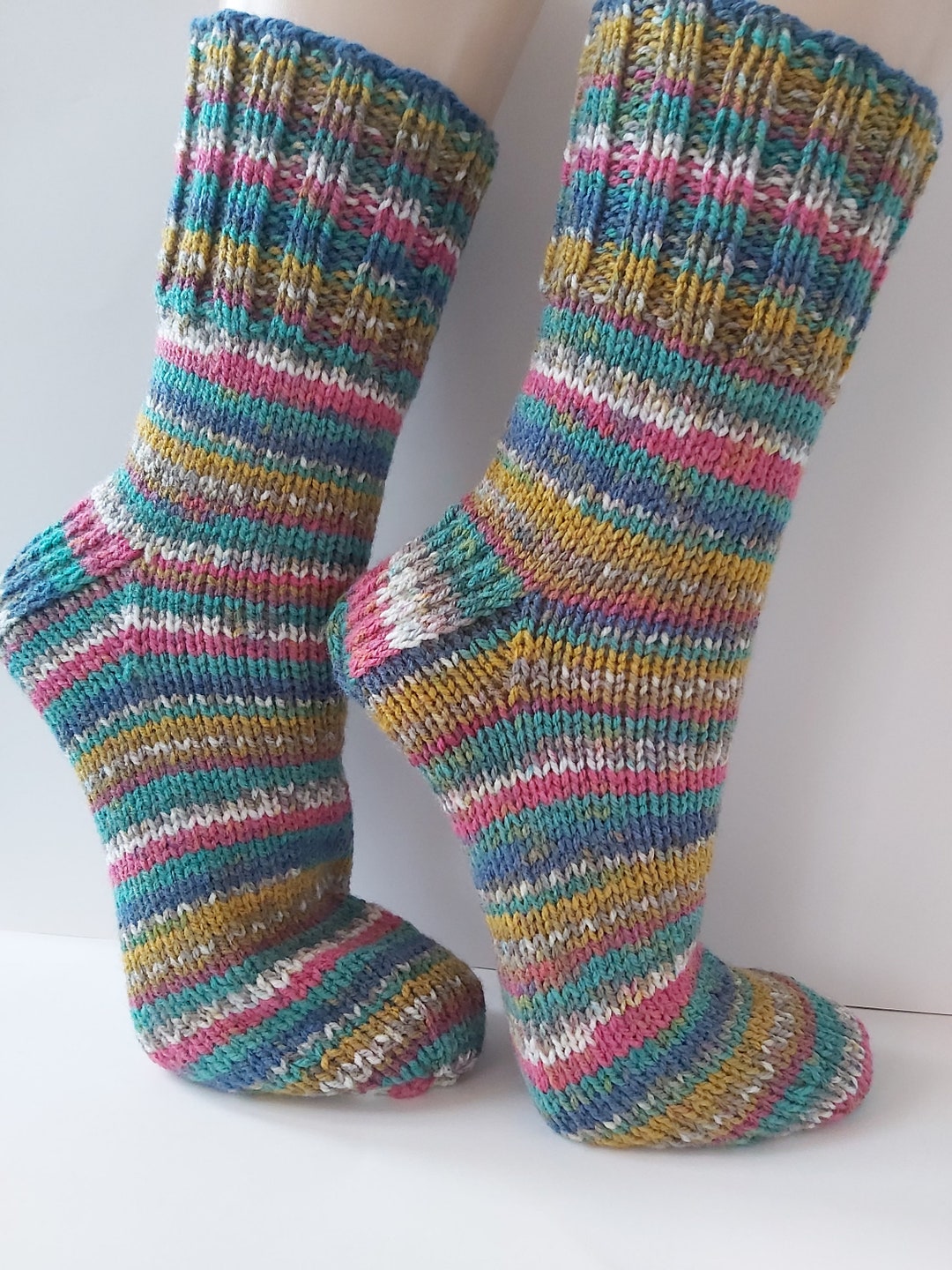 Hand Knitted Women Acrylic Socks Winter Socks Knitted Socks Vegan Socks ...