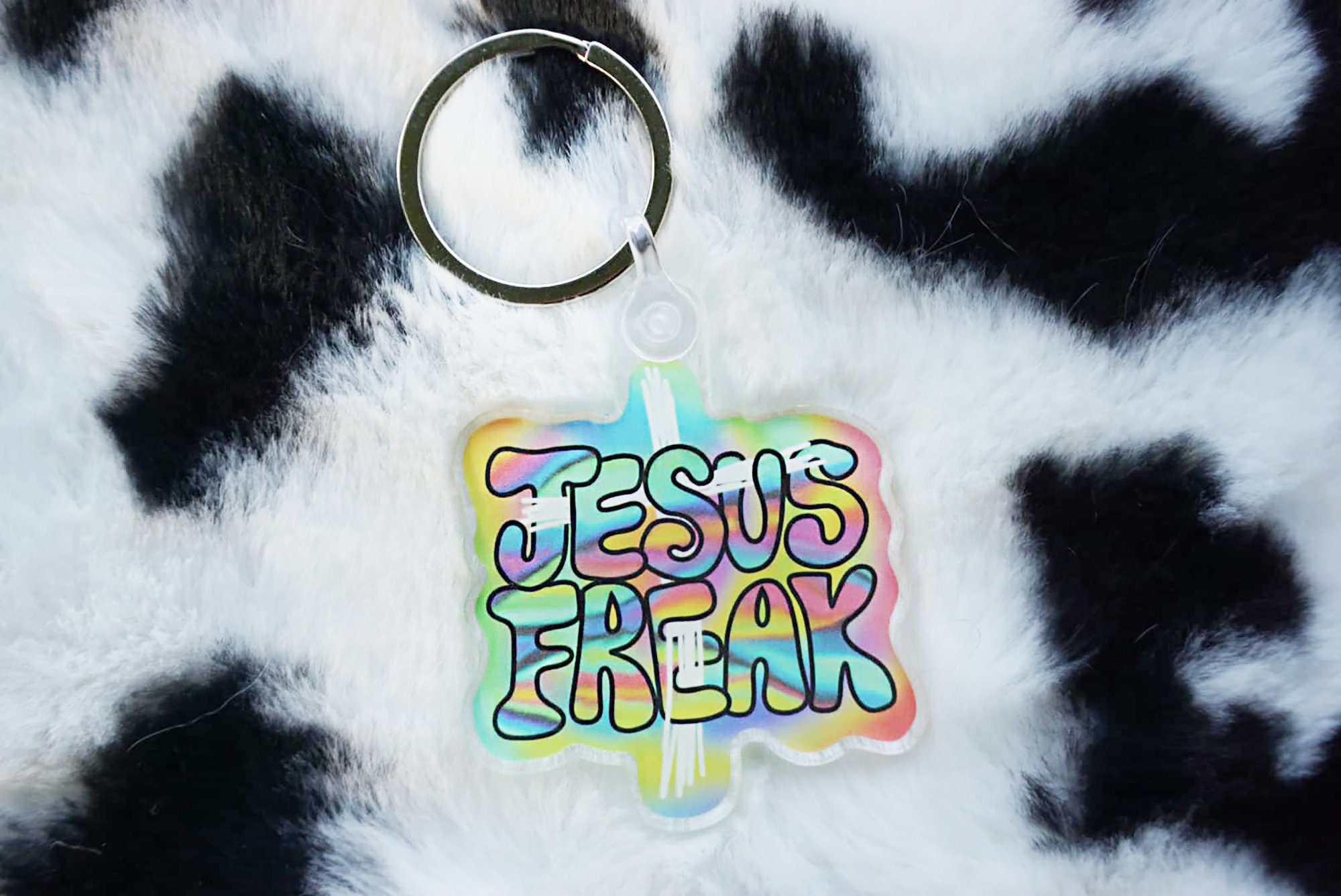 Jesus Freak Cross Colorful Christian Keychain - Etsy