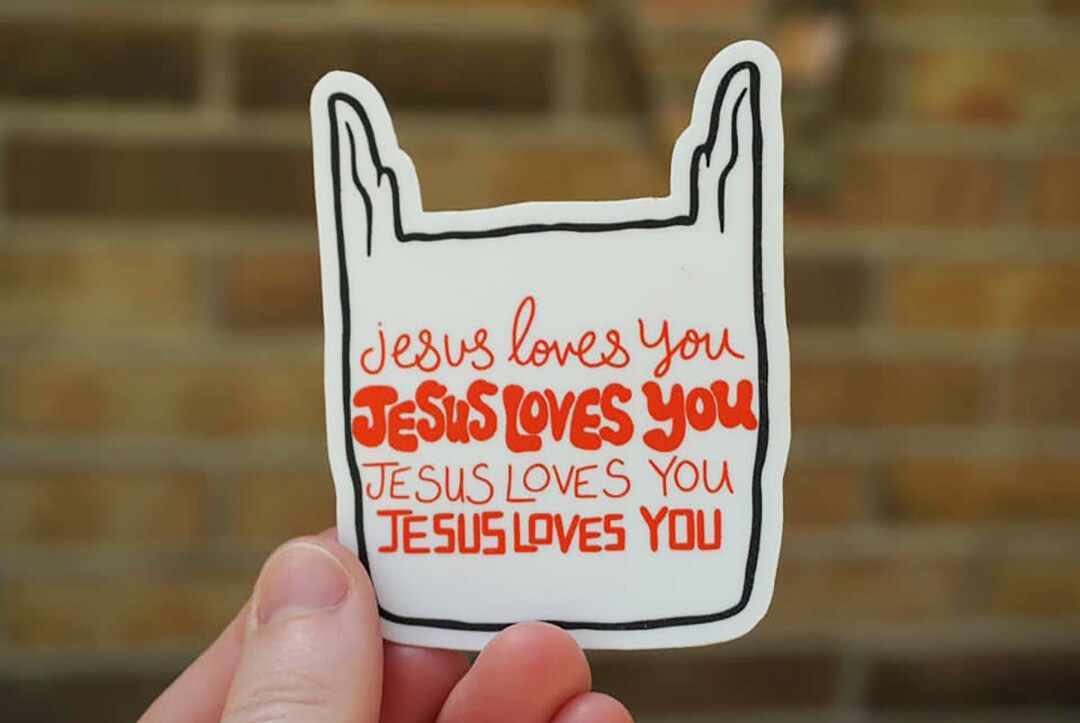 Jesus Loves You | Thank You Bag | Sticker | Christian Sticker | Jesus ...