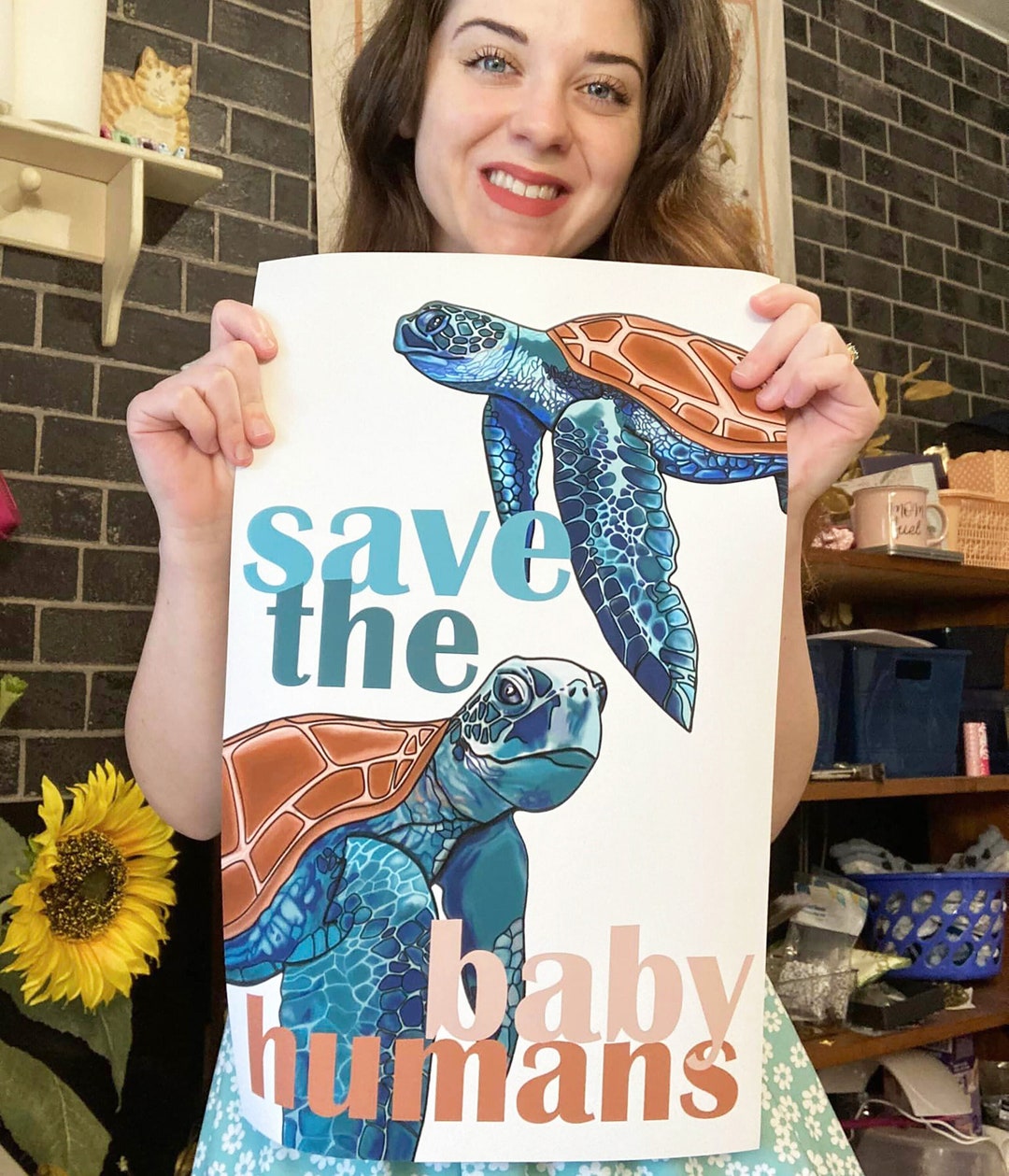 Save the Baby Humans POSTER | 11X17 PRINT | Sea Turtle | Pro Life Wall ...