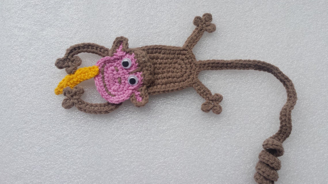 Monkey Crocheted Bookmark Crochet Bookmark Teacher Gift | Etsy