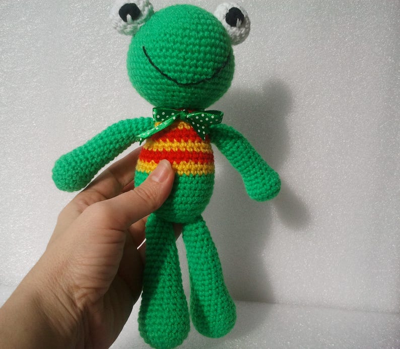 Crochet Frog, Cute Crochet Frog, Green Frog, Crochet Frog Toy, Frog ...