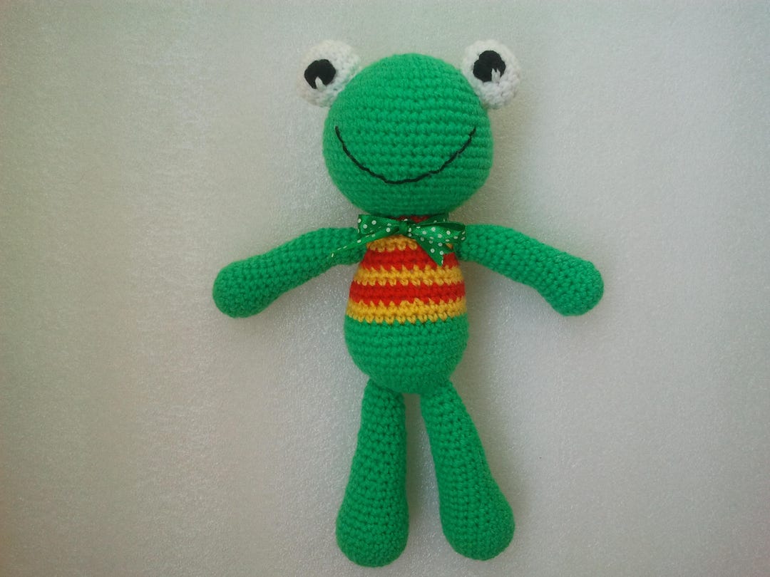 Crochet Frog, Cute Crochet Frog, Green Frog, Crochet Frog Toy, Frog ...