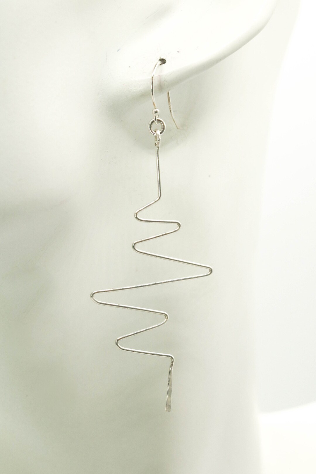 Heart Pulse Dangle Earrings, Silver Earrings, Wire Jewelry, Minimalist ...