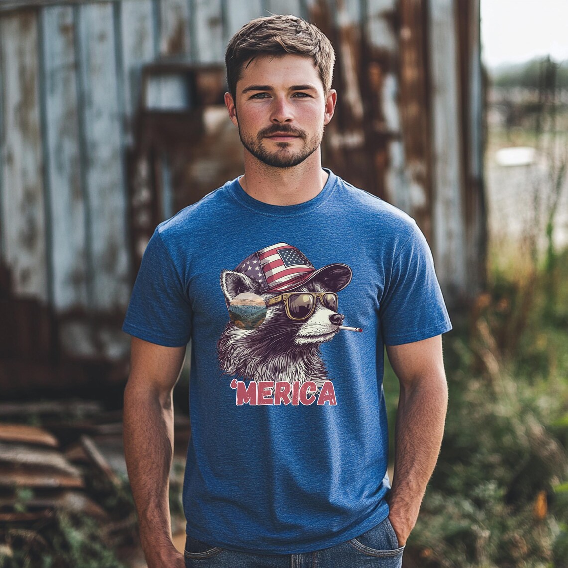 Merica Raccoon Sublimation Design, Funny, PNG, Patriotic, Digital ...
