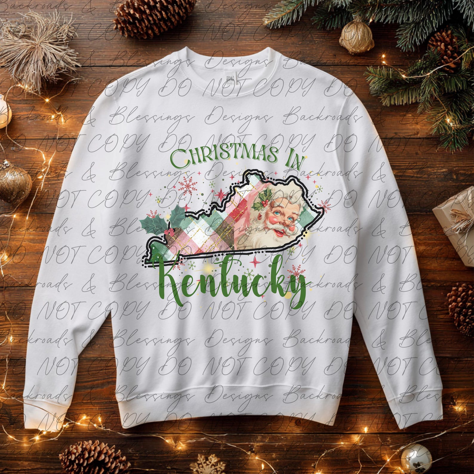 Christmas in Kentucky Png, Vintage Santa Plaid State Design, DIGITAL ...