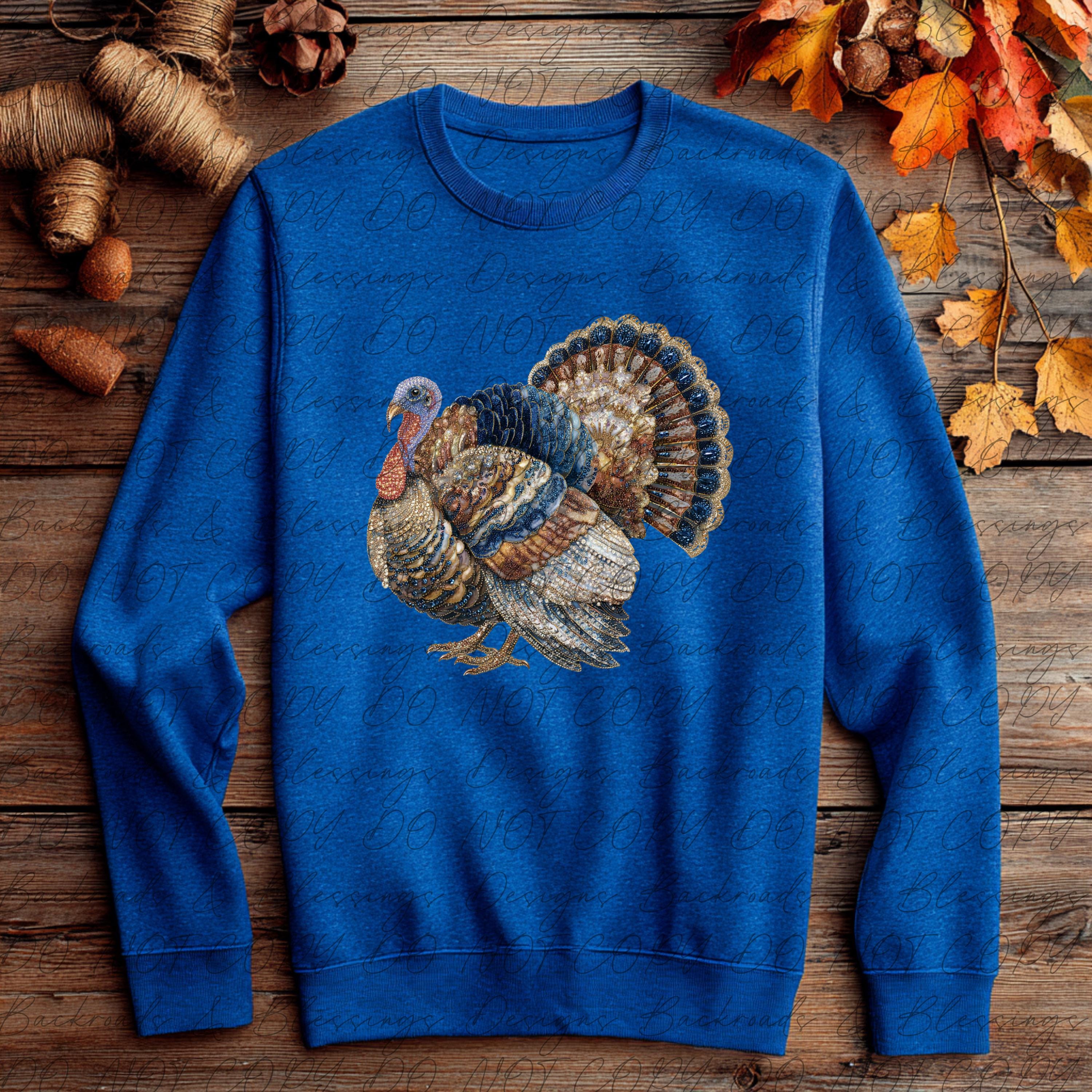 Blue Glitter Turkey PNG, Fall Thanksgiving PNG, Sparkle Turkey ...