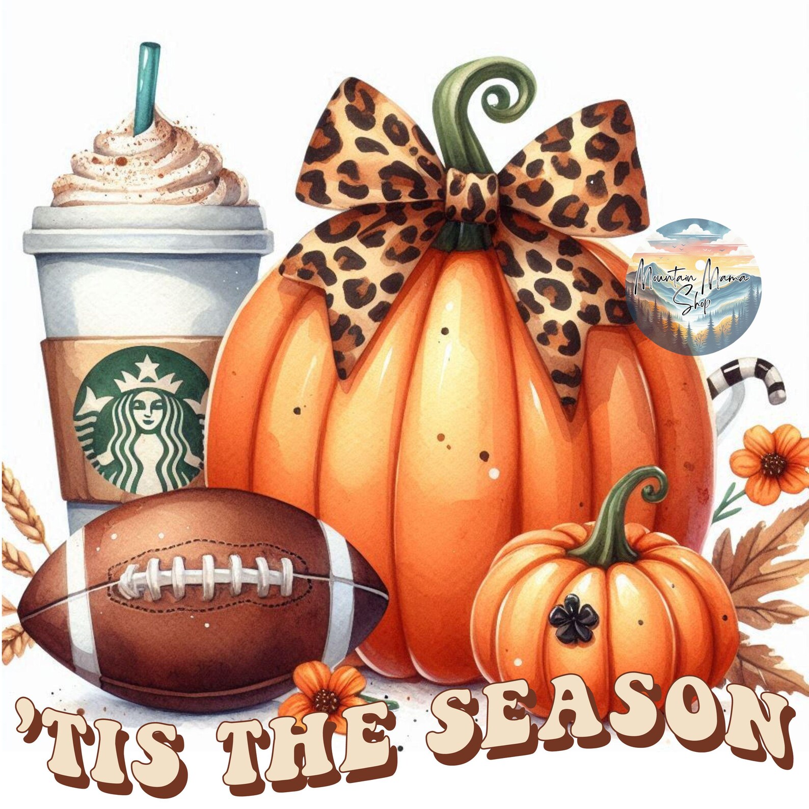 Tis the Season PNG Football Latte Leaves Pumpkin Fall, Coffee ...