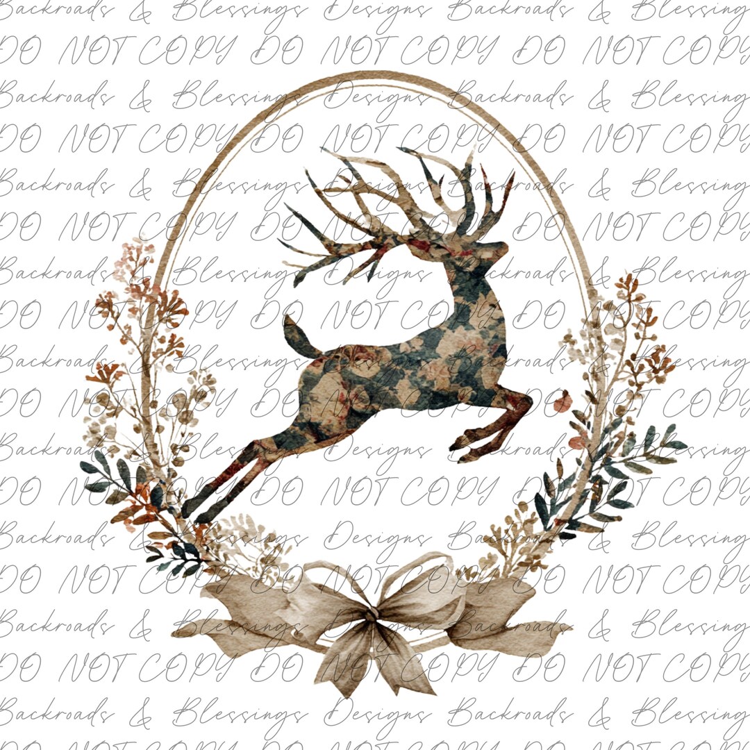 Floral Deer PNG: Rustic Wreath Design (digital Download Only) - Etsy