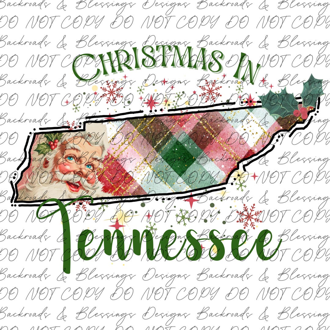Christmas in Tennessee Png, Vintage Santa Plaid State Design, DIGITAL ...