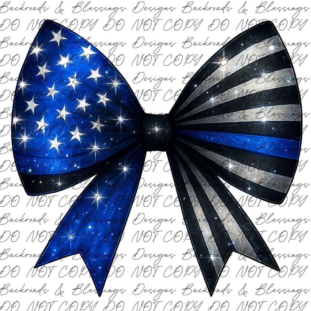 Thin Blue Line Bow Png, Police Sublimation Design, Law Enforcement, Dtf ...
