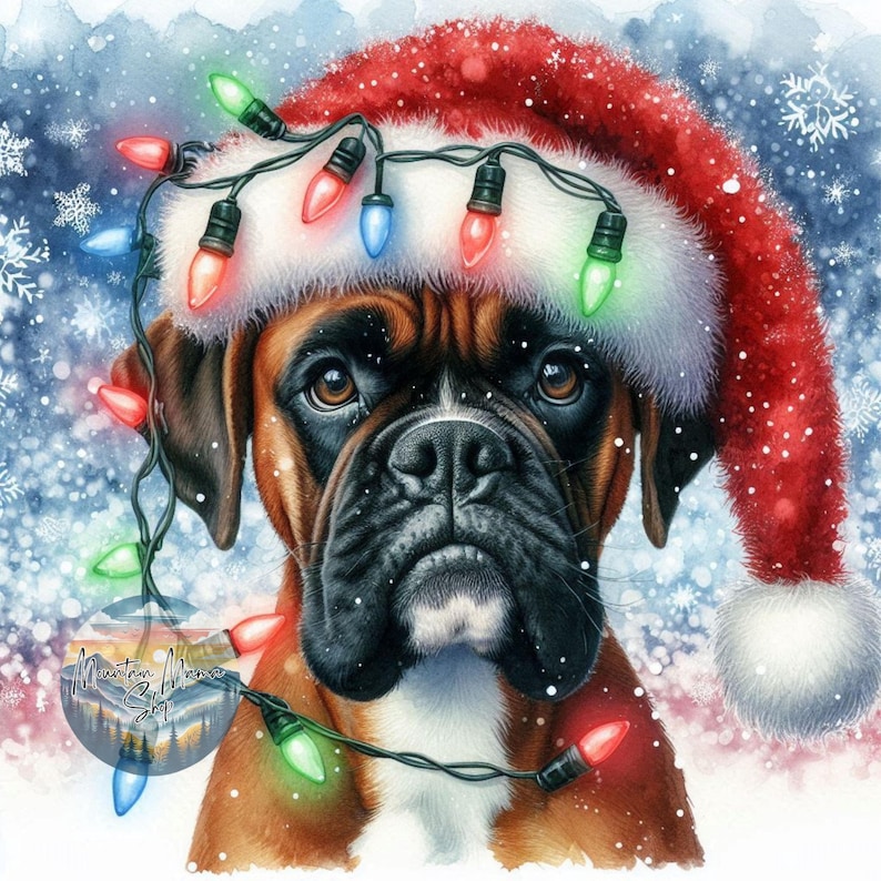 Christmas Boxer Dog Santa With Lights PNG (digital Download) - Etsy