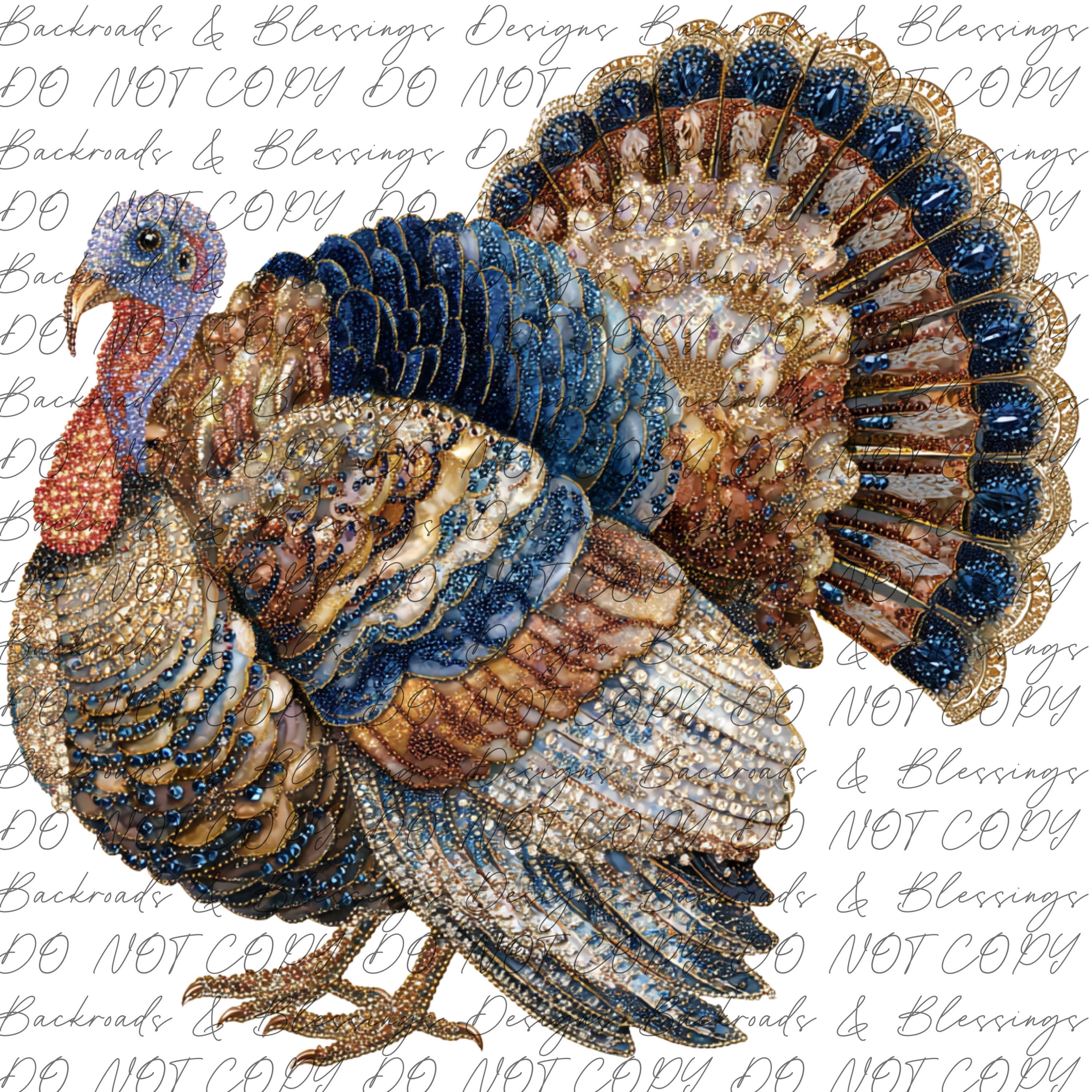 Blue Glitter Turkey PNG, Fall Thanksgiving PNG, Sparkle Turkey ...